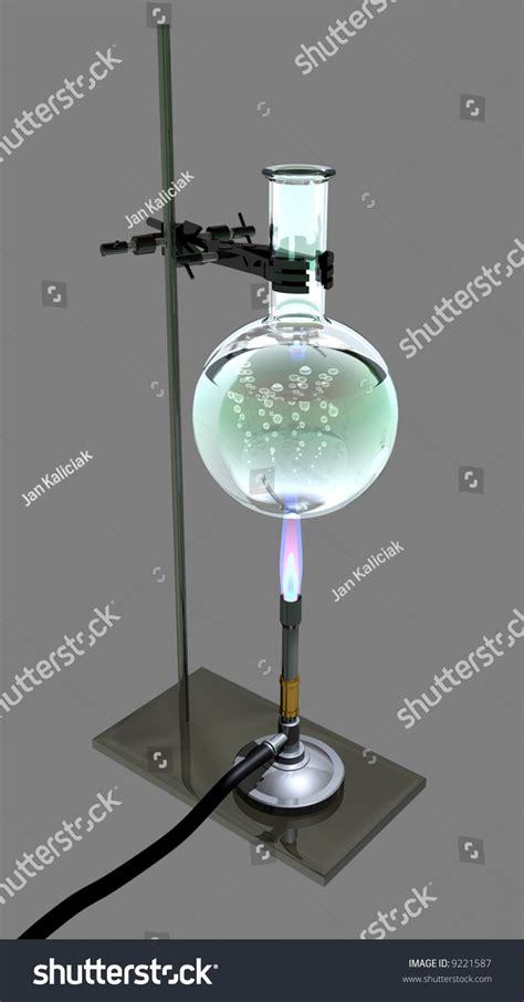 Laboratory Flask Filled Water Brought Boiling Stock Illustration