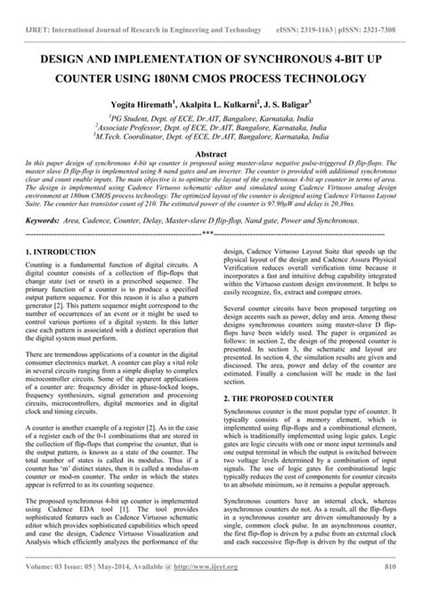 Design And Implementation Of Synchronous 4 Bit Up Counter Using 180 Nm