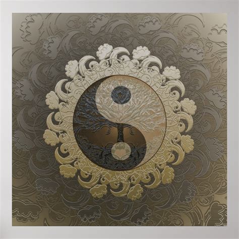 Yin Yang With Tree Of Life By Amelia Carrie In Tan Poster Zazzle