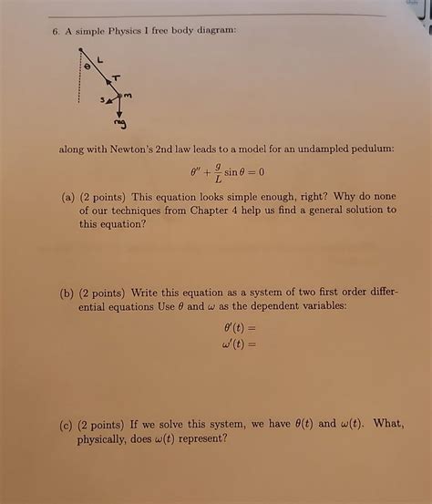 Solved A Simple Physics I Free Body Diagram Along With Chegg