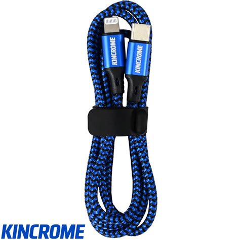 Kincrome Charging Cable Usb C To Lightening Braided Sleeve Metre Length Collier Miller