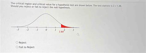 The Critical Region And Critical Value For A Hypothesis Test Are Shown