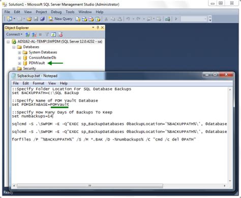 how to schedule solidworks pdm standard database backups