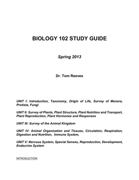 Bio 102 Lecture Notes
