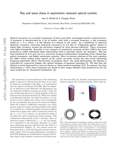 Pdf Ray And Wave Chaos In Asymmetric Resonant Optical Cavities