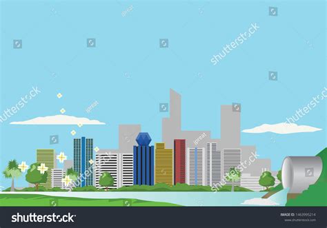 Unpolluted And Polluted Town Over 3 Royalty Free Licensable Stock