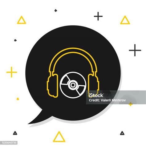 흰색 배경에 격리 된 라인 헤드폰 및 Cd 또는 Dvd 아이콘 이어폰 사인 컴팩트 디스크 기호입니다 다채로운 개요 개념 벡터 Mp3 플레이어에 대한 스톡 벡터 아트 및 기타