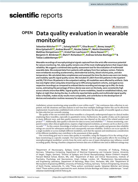 Pdf Data Quality Evaluation In Wearable Monitoring