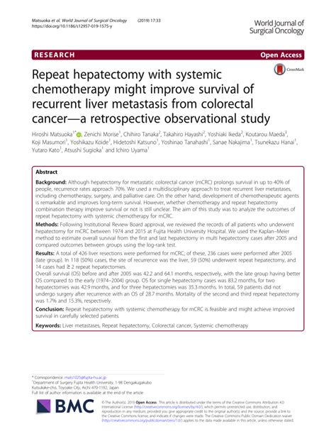 Pdf Repeat Hepatectomy With Systemic Chemotherapy Might Improve Survival Of Recurrent Liver