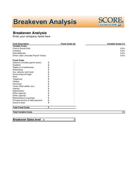 Break Even Analysis Template 5 Free Templates In PDF Word Excel Download