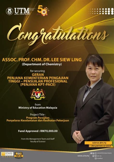 Congratulations To Assoc Prof Chm Dr Lee Siew Ling Faculty Of Science Universiti
