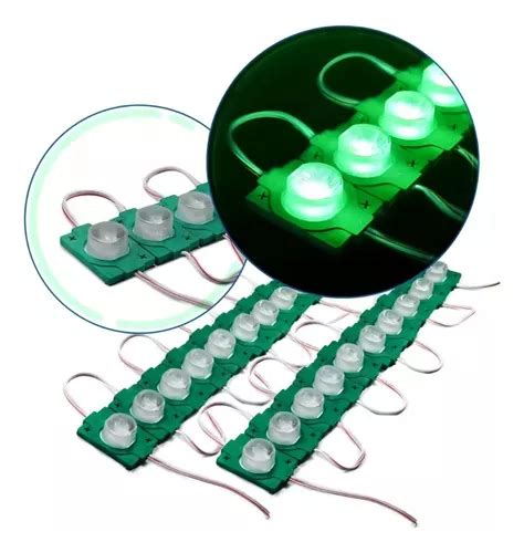 Modulo C Lupa Led 12v 3030 Alta Potencia Ip68 Verde X 10