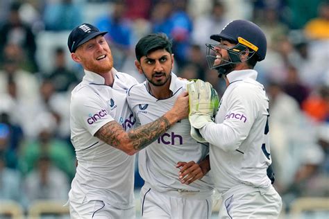 shoaib bashir takes three wickets as england peg back india the