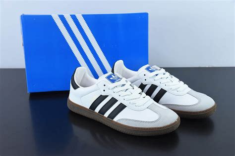 阿迪达斯adidas Originals Samba Vegan Og桑巴舞系列皮革白黑浅灰焦糖底环保标识绅士德训足球风百搭低帮休闲运动板鞋纯原版本 货号：fw2427 潮流鞋子