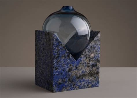 Studio EO S Indefinite Vases Pair Glass With Cut Stone Bases