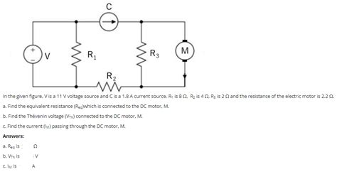 in the given figure v is a 11 v voltage source and c