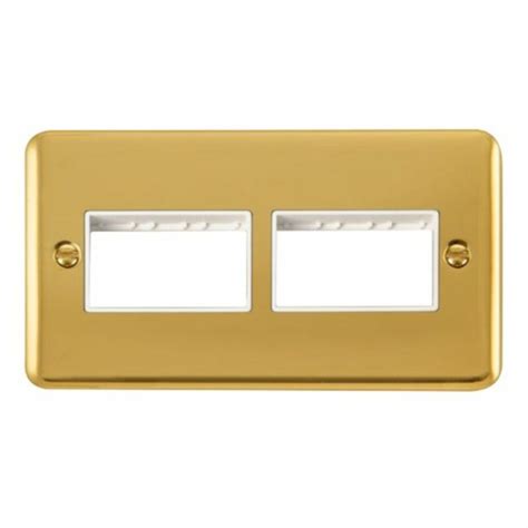Click DPBR406WH MiniGrid Polished Brass 2 Gang 2x3 Aperture Deco Plus Unfurnished Front Plate