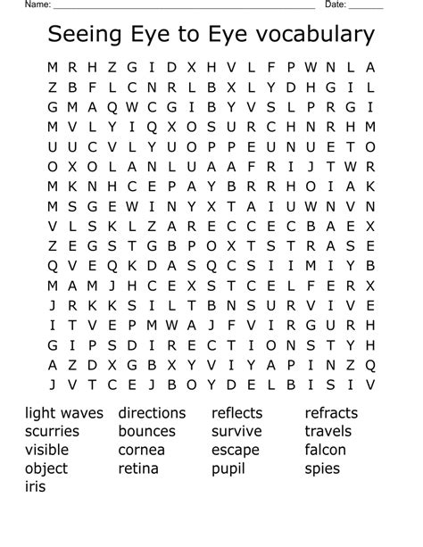 Seeing Eye To Eye Vocabulary Word Search Wordmint