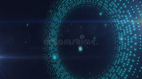 Animation Of Dots Forming Loading Circles Over Black Background Stock