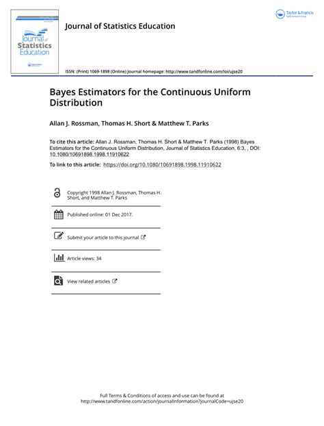 Pdf Bayes Estimators For The Continuous Uniform Distribution