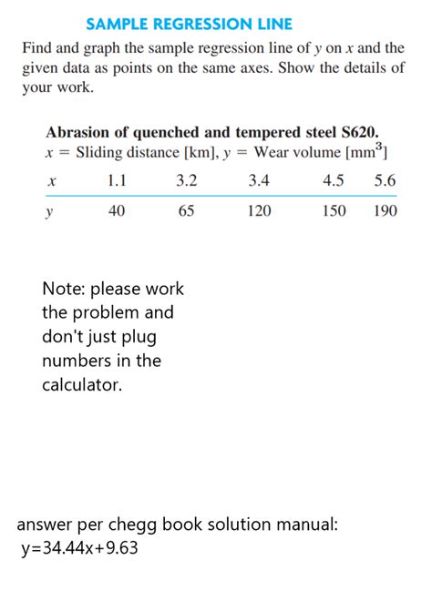 solved sample regression line find and graph the sample
