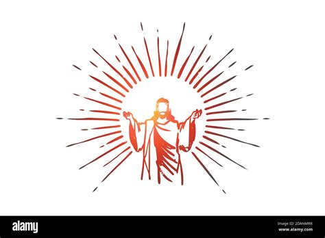 God Jesus Christ Grace Good Ascension Concept Hand Drawn Isolated Vector Stock Vector Image