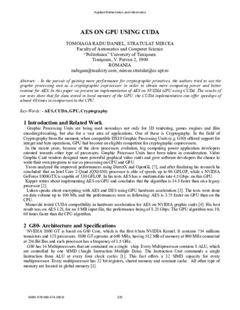 Pdf Aes On Gpu Using Cuda