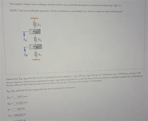 Solved The System Shown Can Undergo Vertical Motion Only And