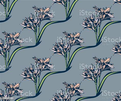 백합 꽃과 원활한 꽃 패턴 손으로 그린 잉크 일러스트 벡터 패턴입니다 섬유 천 벽지 스크랩북 인쇄 꽃 나무에 대한 스톡 벡터 아트 및 기타 이미지 Istock