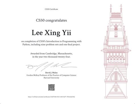 lee xing yii on linkedin cs50 python programming coding