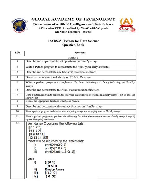 Qb 22ads35 Python For Data Science Pdf Computing Computer