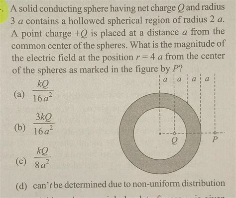 [answered] a solid conducting sphere having net charge q and radius 3 a