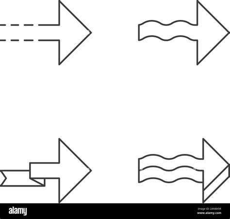 Forward Arrows Linear Icons Set Dotted Wavy Folding Next Forward Arrows Indicating