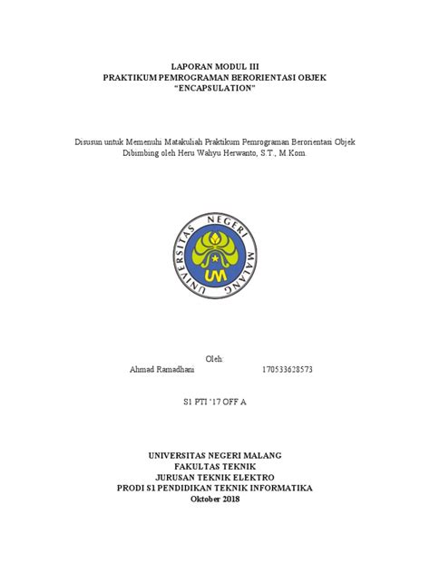 Laporan Modul Iii Praktikum Pemrograman Berorientasi Objek