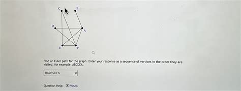 solved find an euler path for the graph enter your response