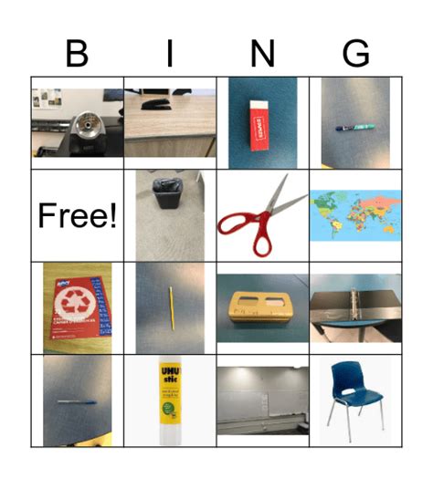 Classroom Objects Bingo Card Classroom Objects Bingo Card