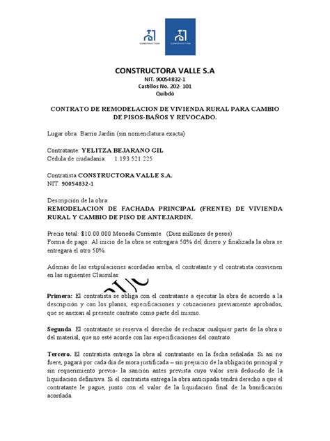 Contrato Constructora Pdf Contrato Constructora Pdf