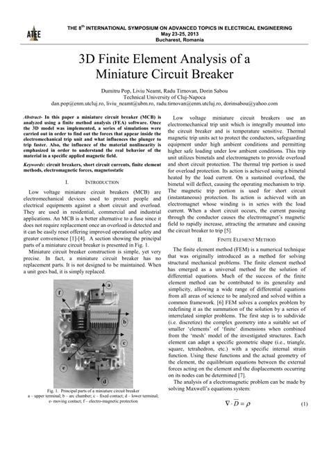 pdf 3d finite element analysis of a miniature circuit breaker