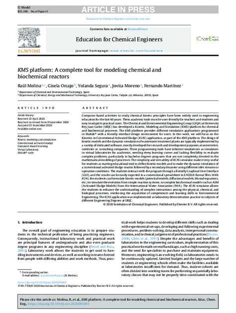 Pdf Kms Platform A Complete Tool For Modeling Chemical And