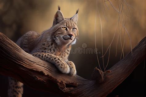 Bobcat Sitting On Tree Branch Surveying Its Surroundings Stock Illustration Illustration Of Bobcat Sitting On Tree Branch Surveying Its Surroundings Stock Illustration Illustration Of