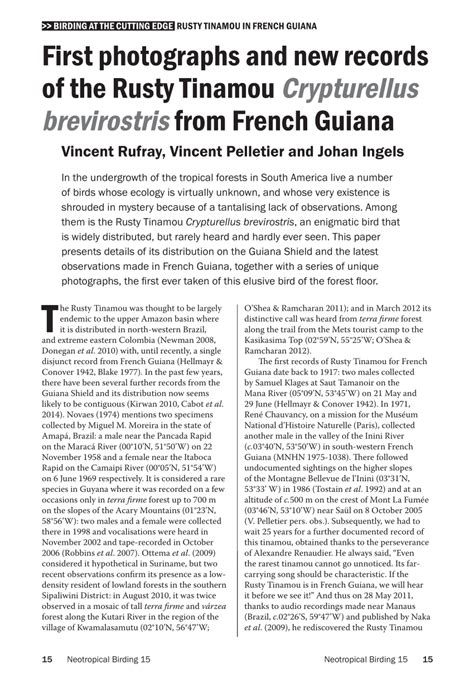 Pdf First Photographs And New Records Of The Rusty Tinamou Crypturellus Brevirostris From