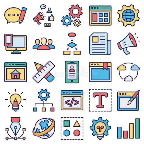 Web And Optimization Isolated Vector Icons Set Which Can Easily Modify