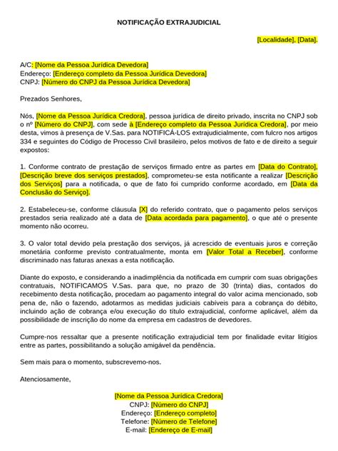 Modelo Notificação Extrajudicial Pdf Justiça Crime E Violência