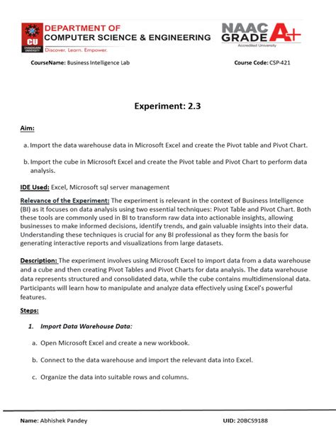 abhishek pandey bi lab exp 7 pdf microsoft excel data