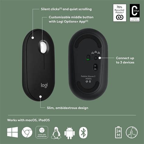 Logitech Pebble Mouse M S Slim Bluetooth Wireless Mouse