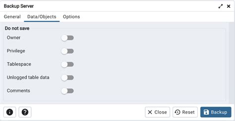 Backup Server Dialog PgAdmin Documentation