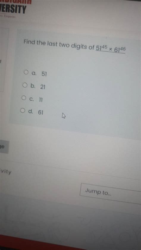 find the last two digits of 5145×6146 filo