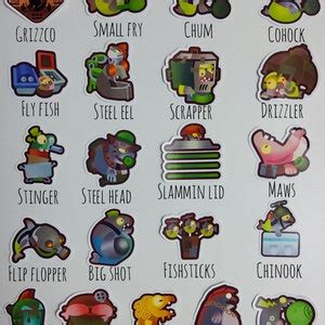 Splatoon Salmon Run Inspired Fan Art Badge Stickers Holographic