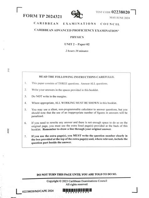 Physics Unit 2 Paper 02 May June 2024 Pdf Force Logic Gate