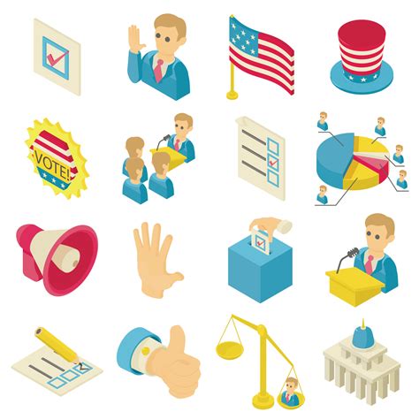 Election Voting Icons Set Isometric Style 8845491 Vector Art At Vecteezy